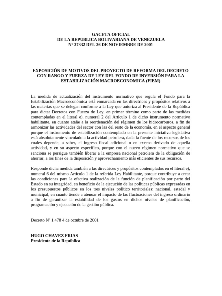 Decreto Con Rango y Fuerza de Ley Del Fondo de Inversi N Par | PDF