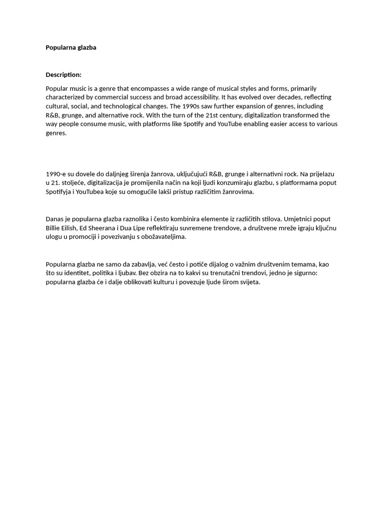 Popularna Glazba | PDF