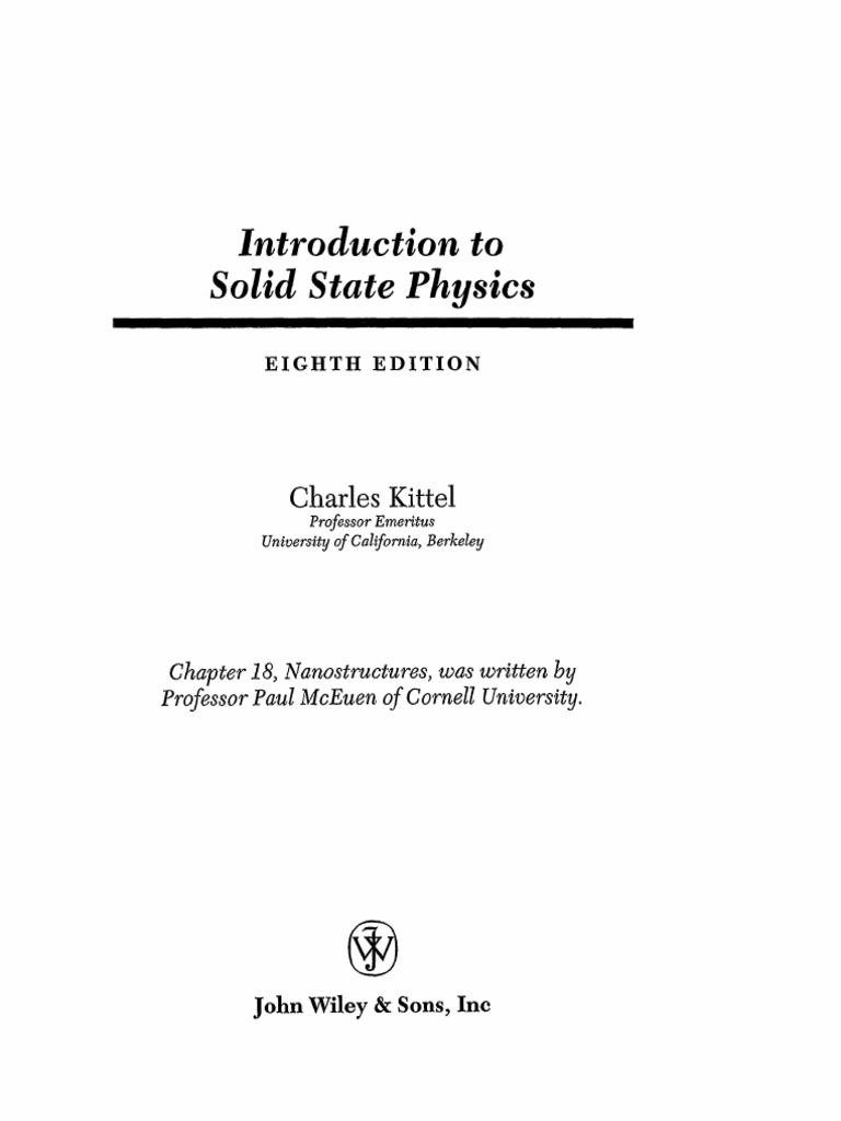 Introduction To Solid State Physics | PDF
