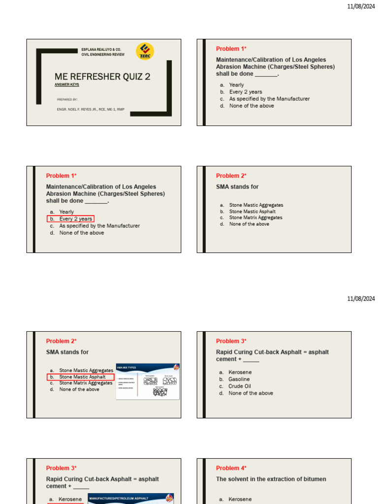 Refresher Quiz 2 Answer Key September 2024 | PDF