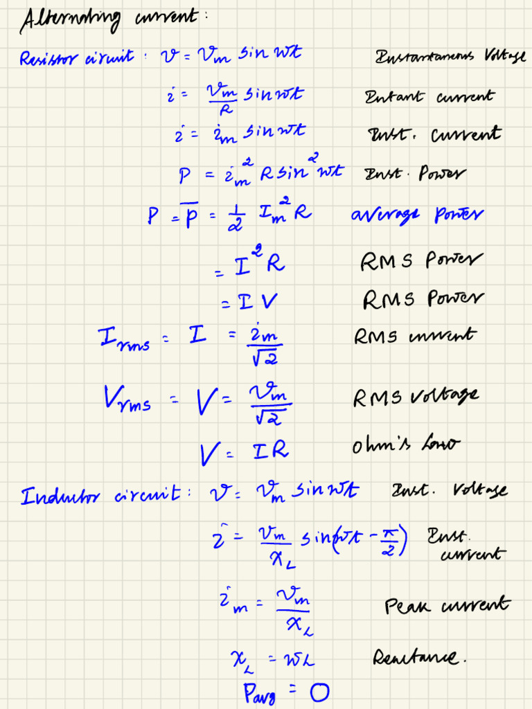 AC Circuits Formulas | PDF
