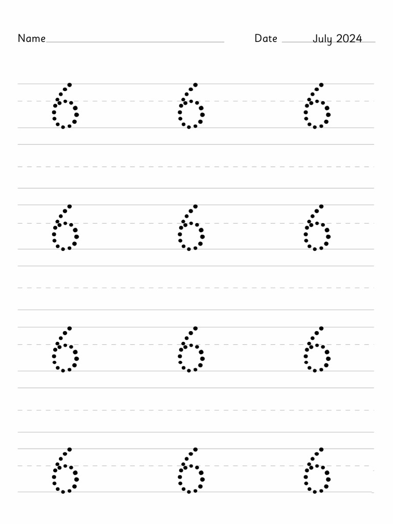 Tracing Number 6 | PDF