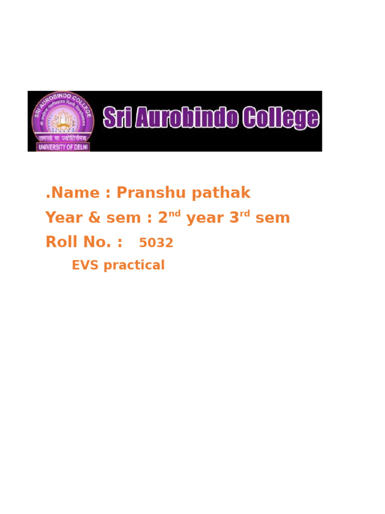 EVS PRACTICAL Pranshu Pathak | PDF | Sustainability | Conservation Biology