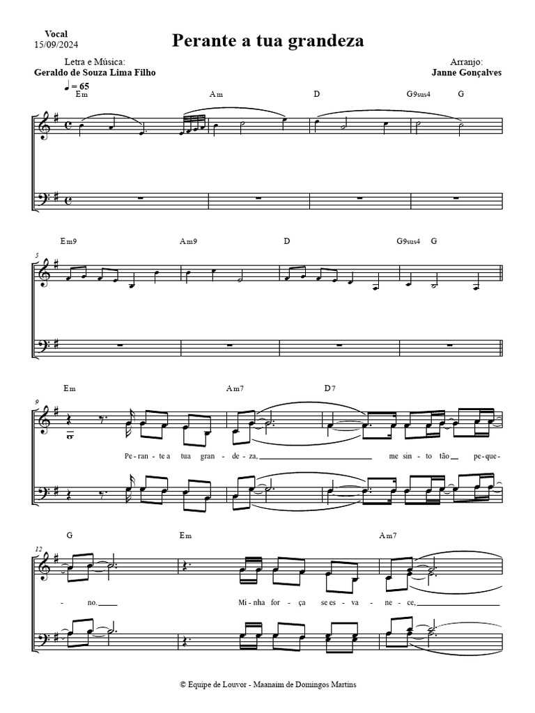 Perante A Tua Grandeza - Vocal (15 09 2024) 2 | PDF