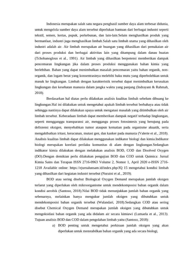 Pengertian Bod Dan Cod Pada Air | PDF