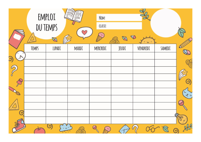 Mon Emploi Du Temps | PDF