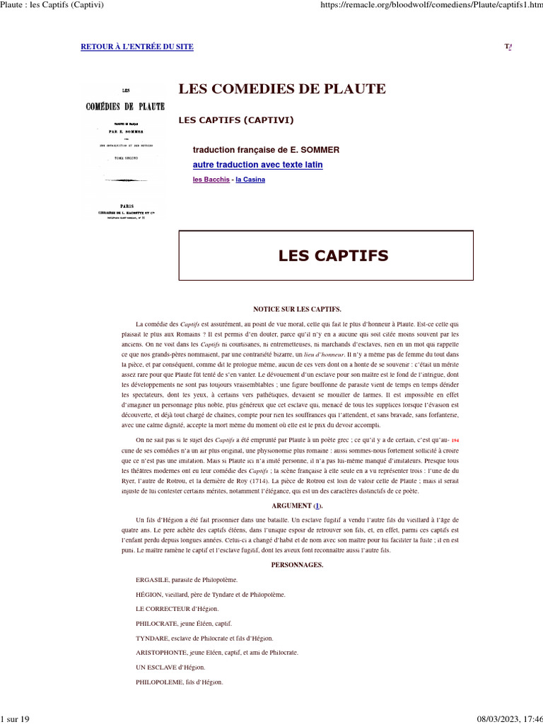 Plaute - Captivi | PDF