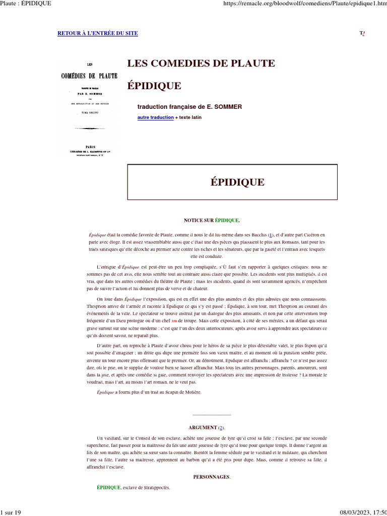 Plaute - Épidique | PDF