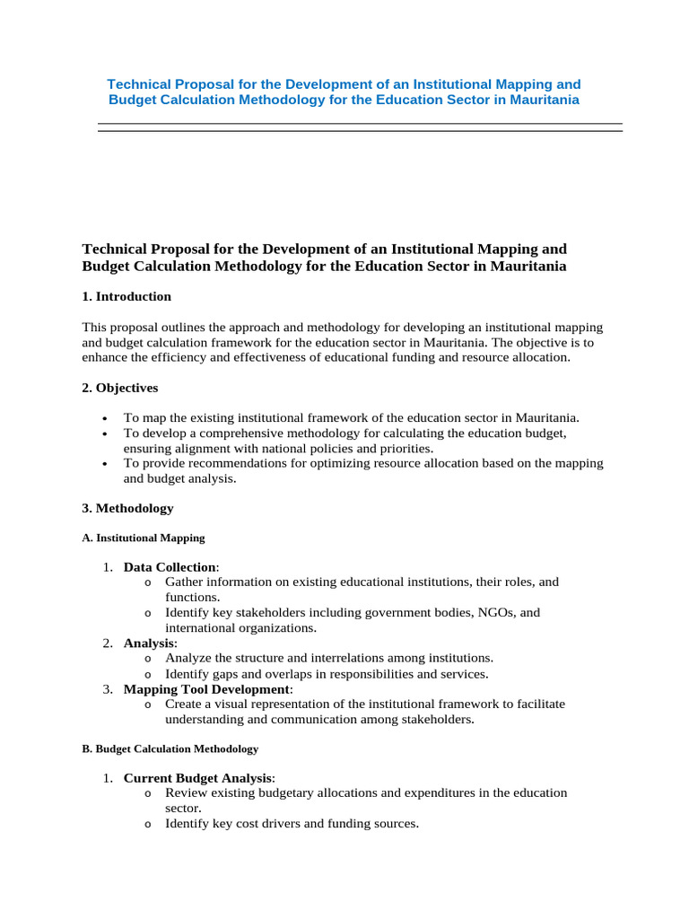 Technical Proposal For The Development of An Institutional Mapping and ...