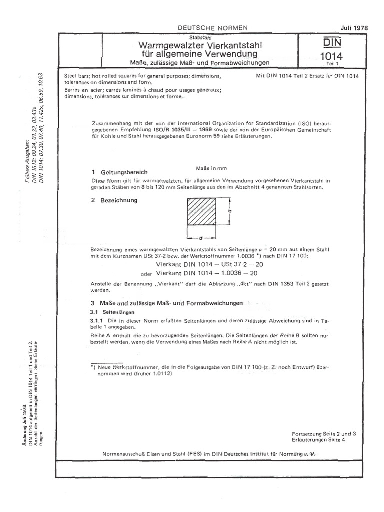 Din 1014-1 1978-07 | PDF