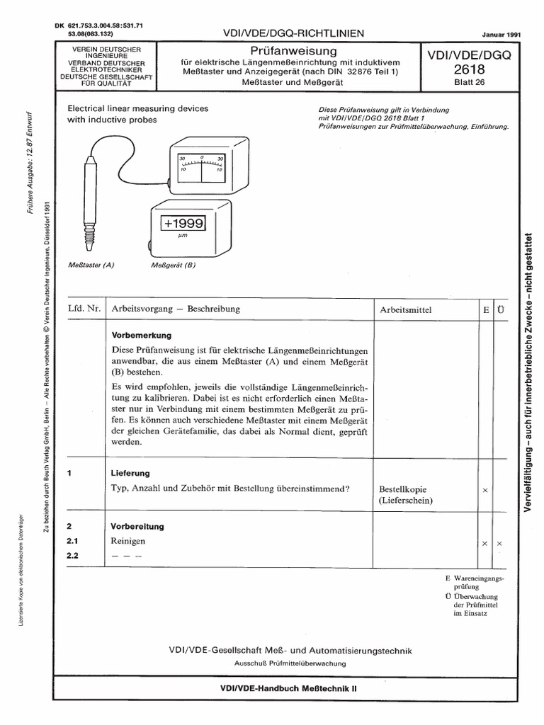 VDI VDE DGQ 2618 Blatt-26 1991-01 | PDF