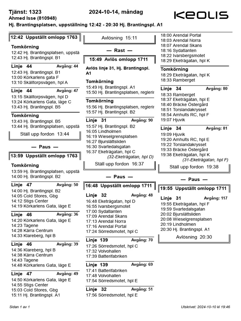 Driver Time Card | PDF