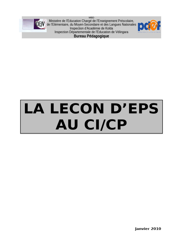 La Lecon D'eps Au Ci - CP | PDF