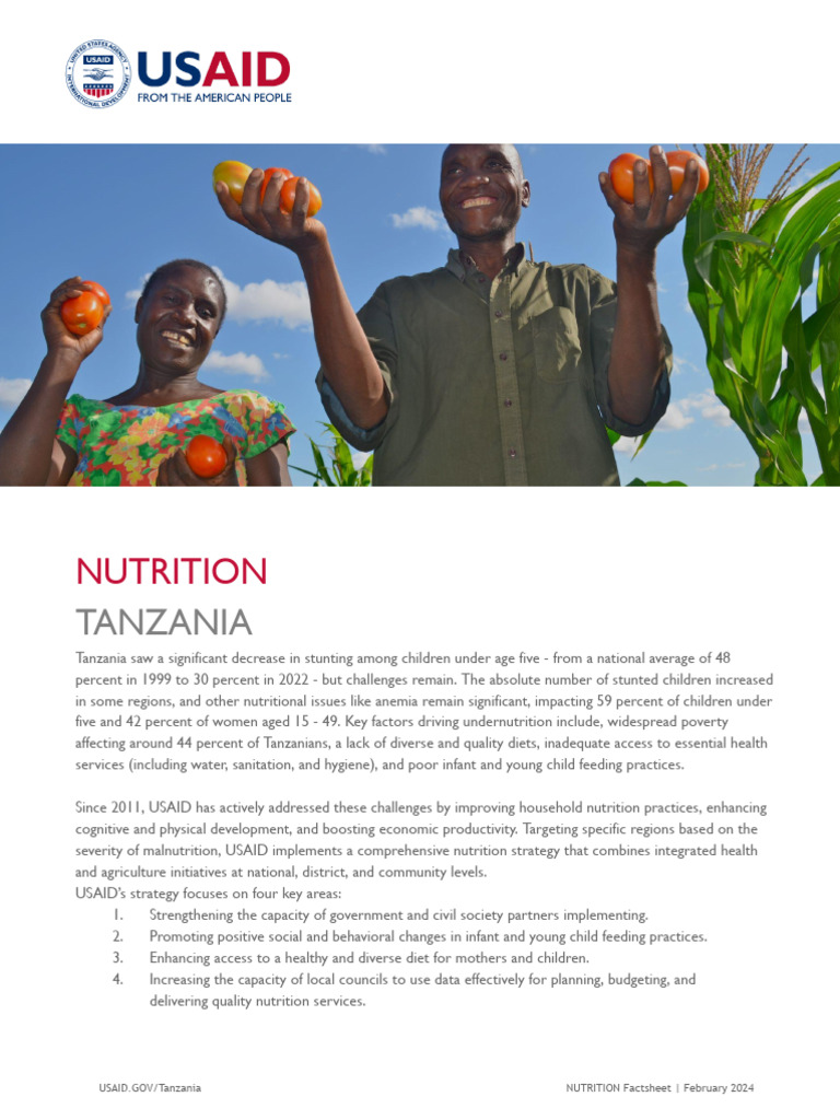 USAID Tanzania Nutrition Fact Sheet 2024 | PDF USAID Tanzania Nutrition Fact Sheet 2024 | PDF