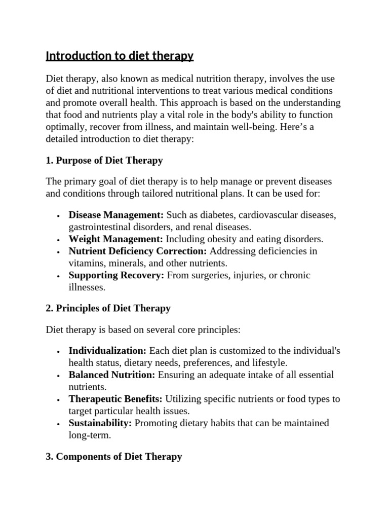 Introduction to Diet Therapy Principles | PDF | Diet (Nutrition) | Diet ...