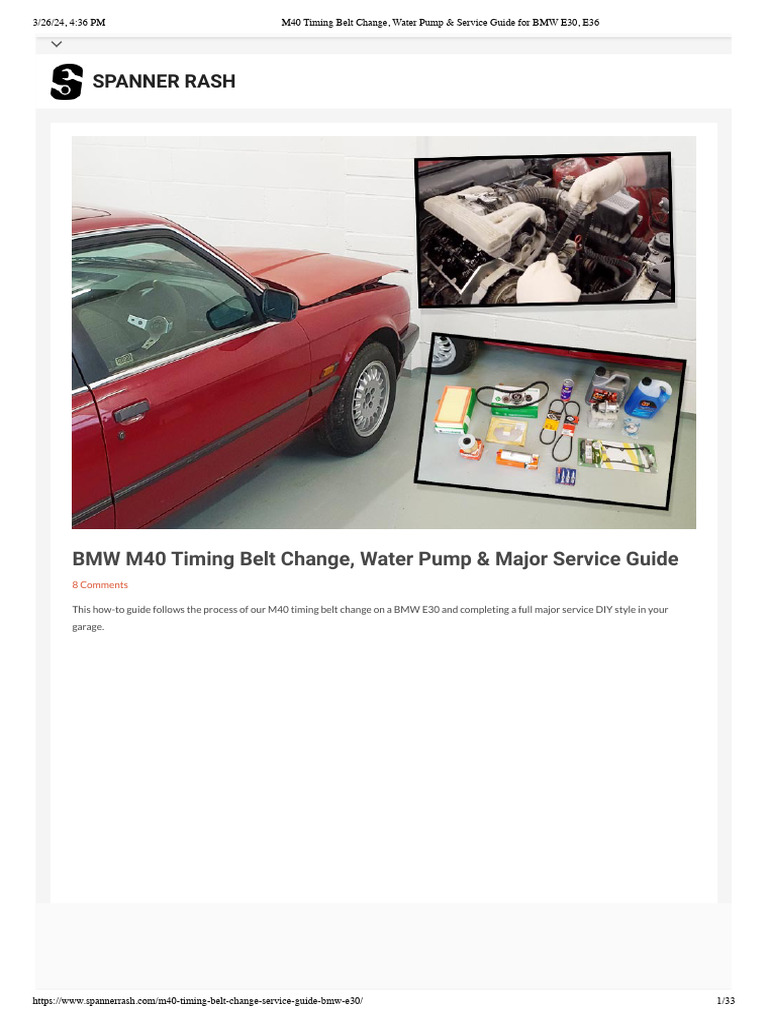 M40 Timing Belt Change, Water Pump & Service Guide For BMW E30, E36 | PDF | Screw | Computers