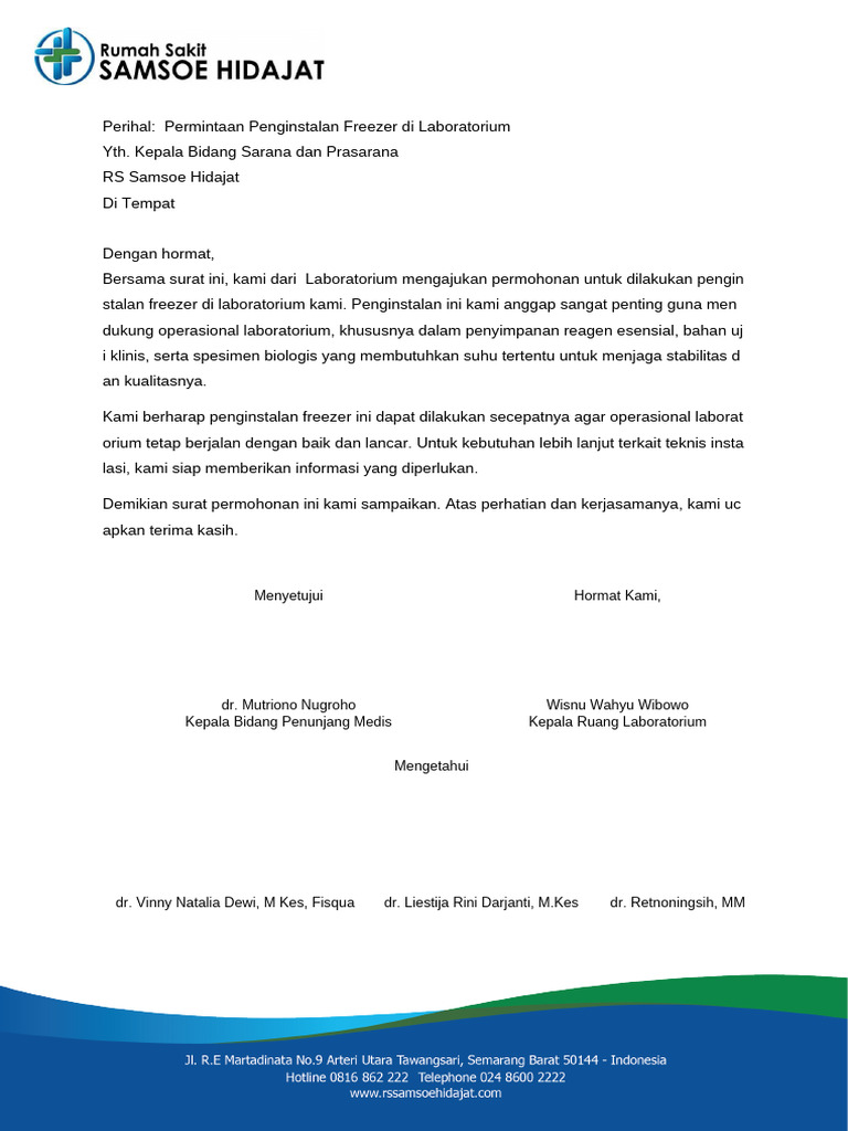 Surat Install Freezer. | PDF