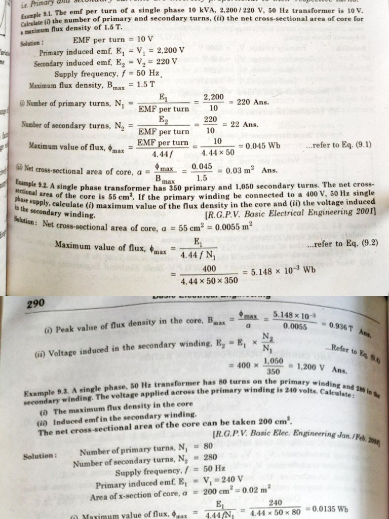 Single Phase Transformer Numericals | PDF