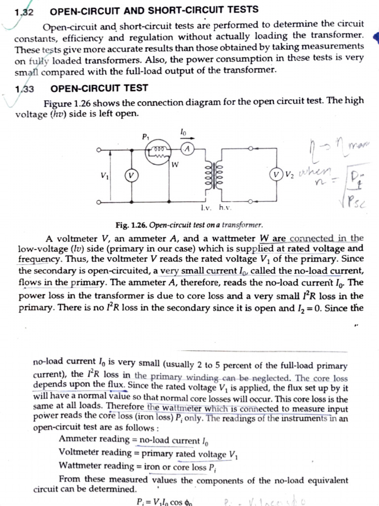 OC SC Test of 1P Transformer | PDF