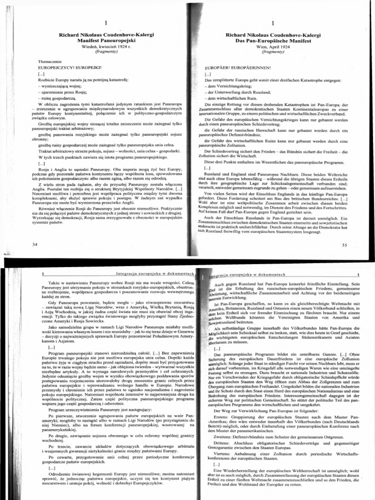 R.N. Coudenhove-Kalergi - Manifest Paneuropejski | PDF