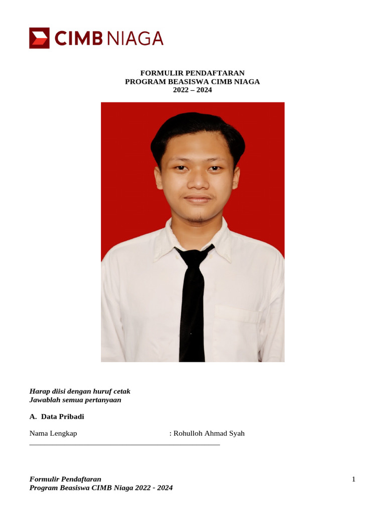 Form Beasiswa CIMB | PDF