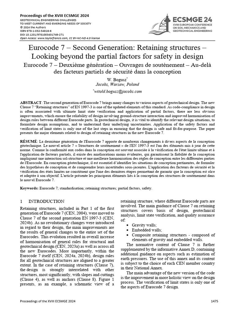Eurocode 7 Second Generation Retaining Structures 1726063003 | PDF
