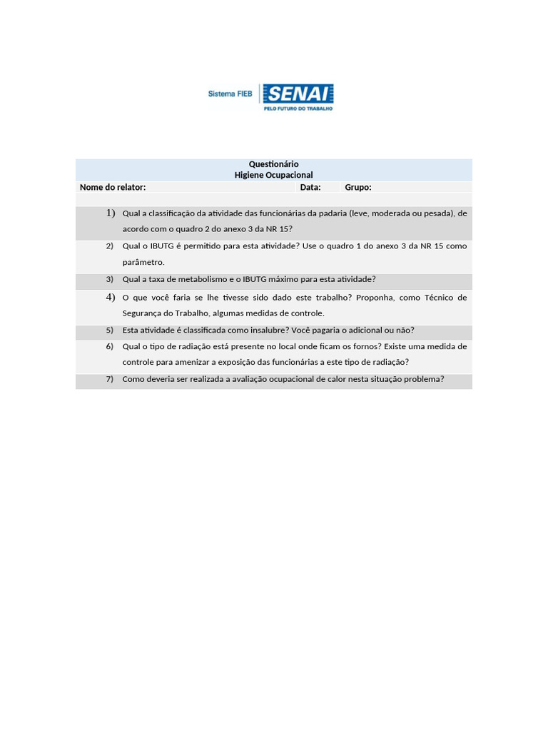 Questionário | PDF
