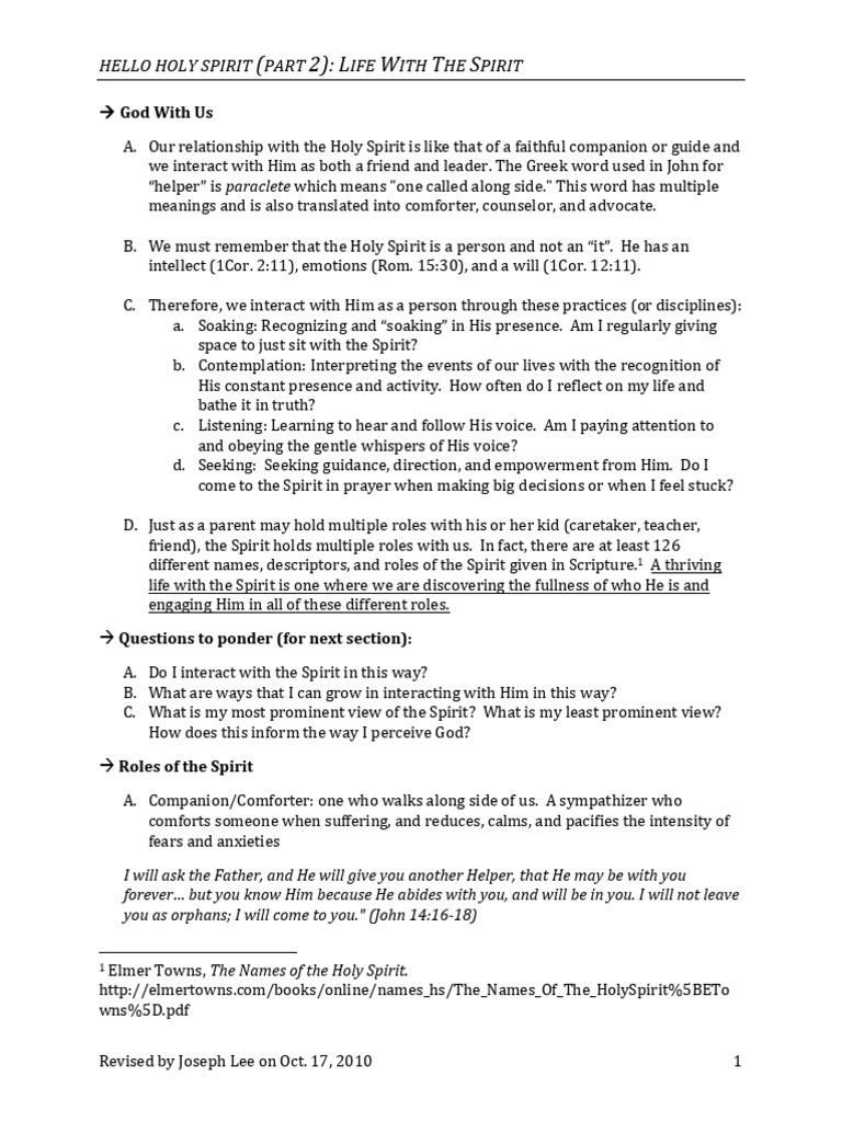 Life with the Holy Spirit Guide | PDF | Religious Belief And Doctrine ...
