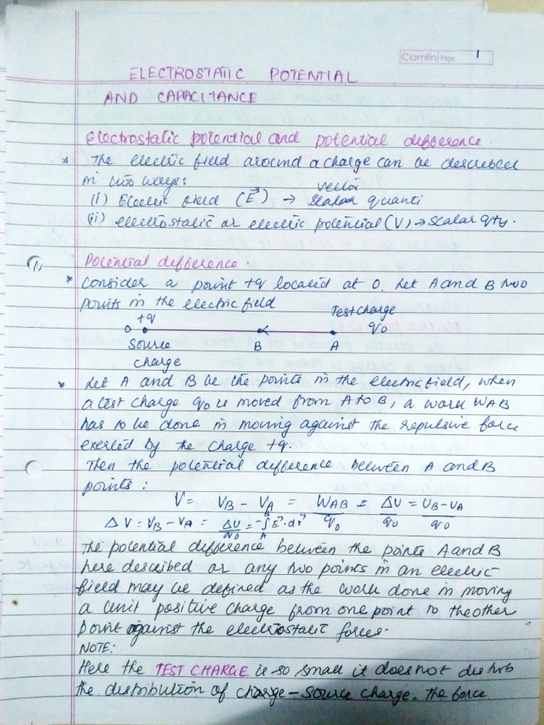 Electrostatic Potential And Capacitance Pdf