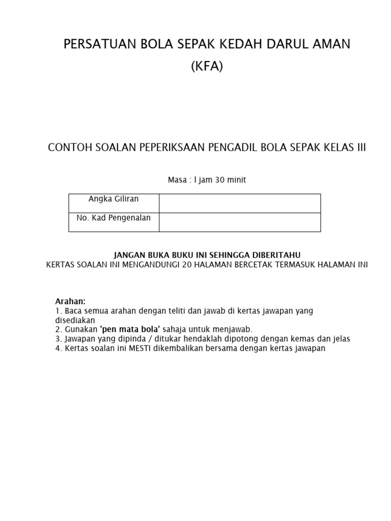contoh soalan kelas III BS | PDF