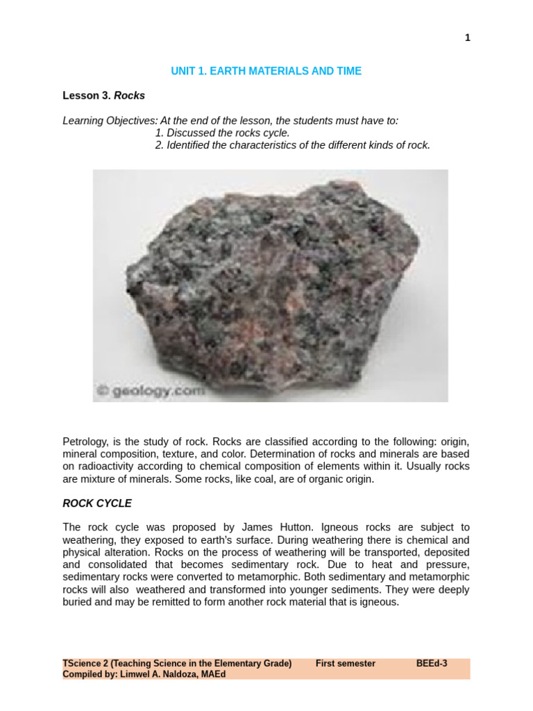 TSci 2 - L3 - Rocks | PDF