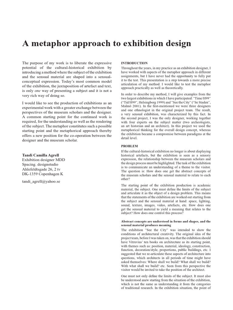 A Metaphor Approach To Exhibition Design | PDF