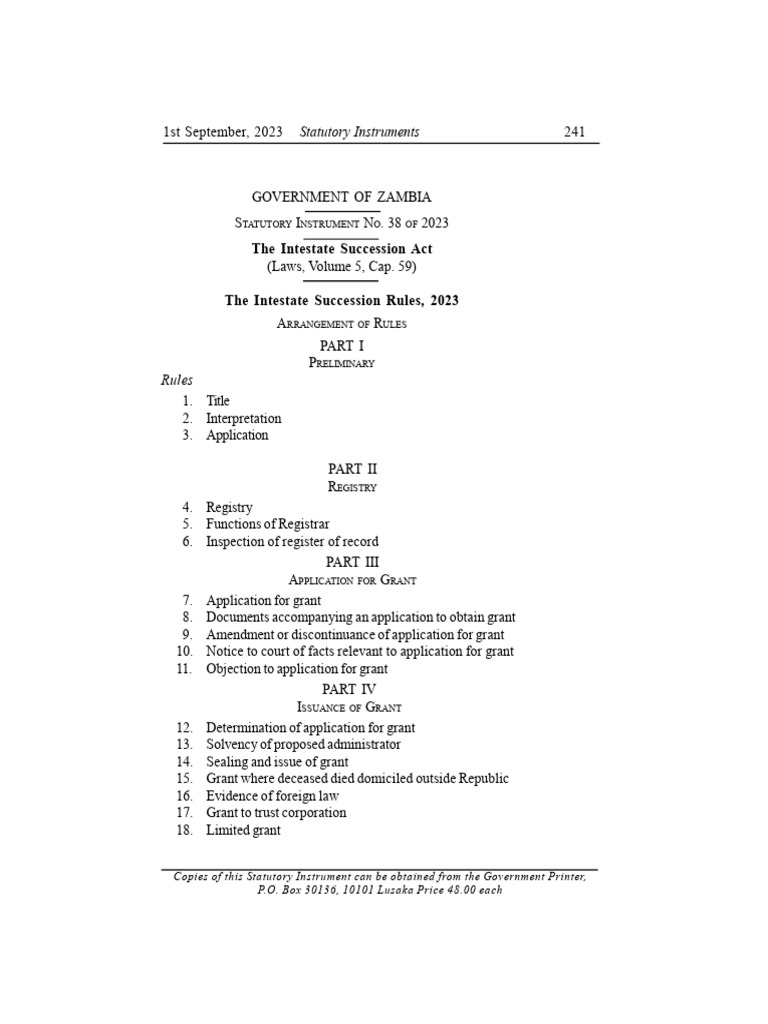 Intestate Succession Rules 2023 | PDF