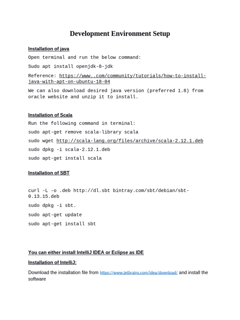 Development Environment Setup | PDF