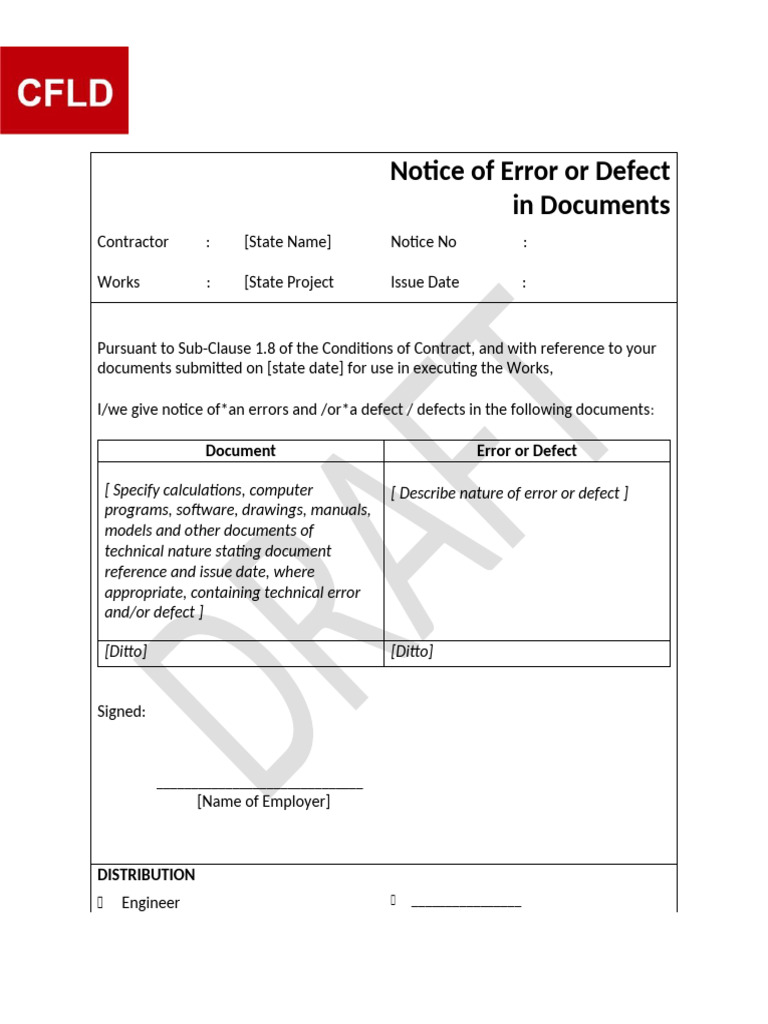 Notice of Error or Defect | PDF