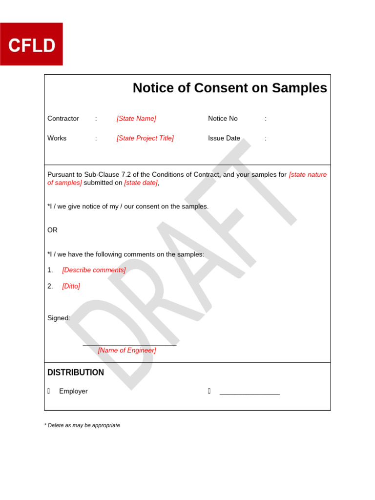 Notice of Consent On Samples | PDF