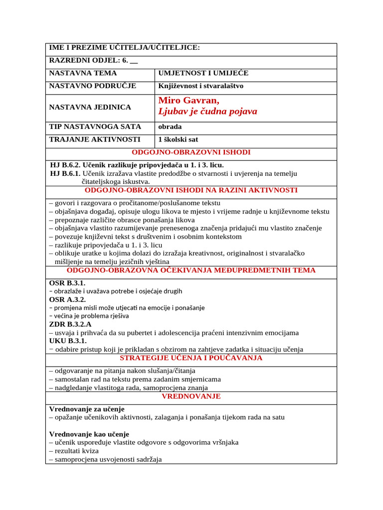 Ljubav Je Čudna Pojava, Miro Gavran | PDF