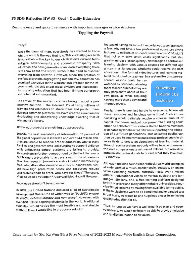 SDG goal 4_essay | PDF