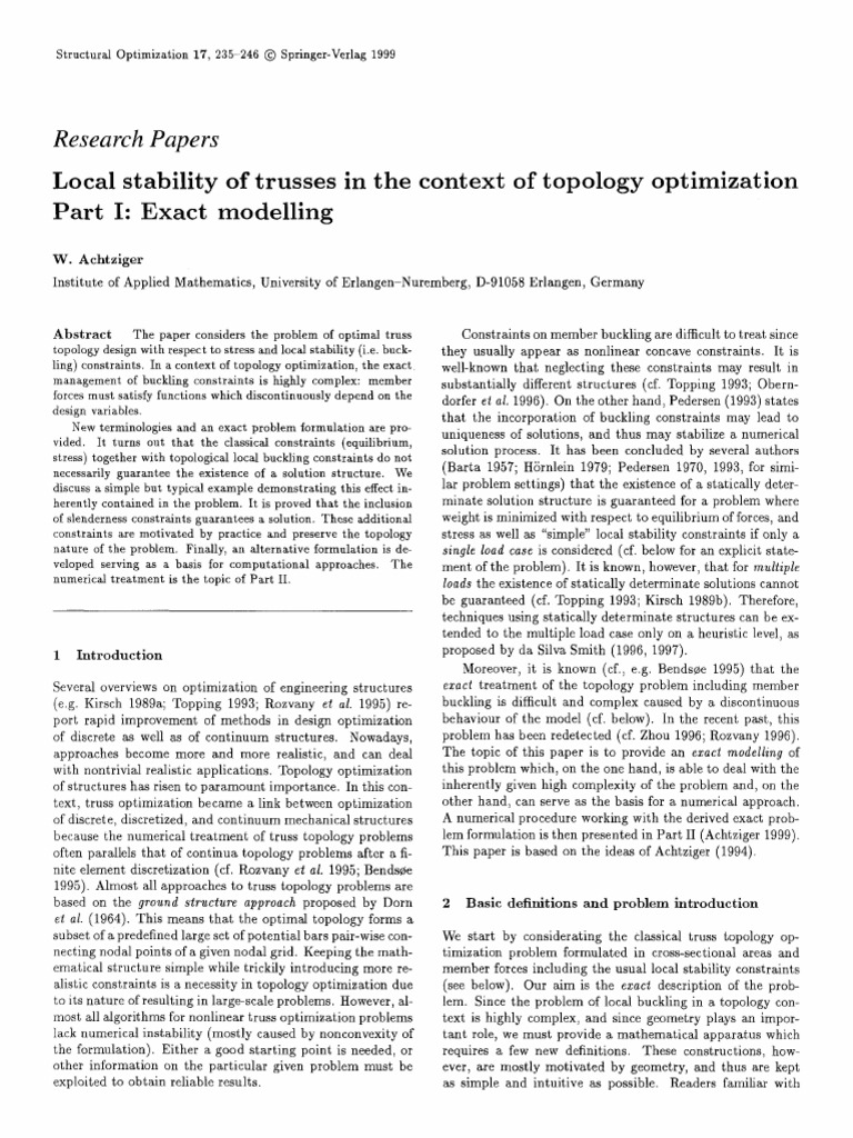 1999 - Local Stability of Trusses in The Context of Topology Optimization Part1-Exact Modelling ...