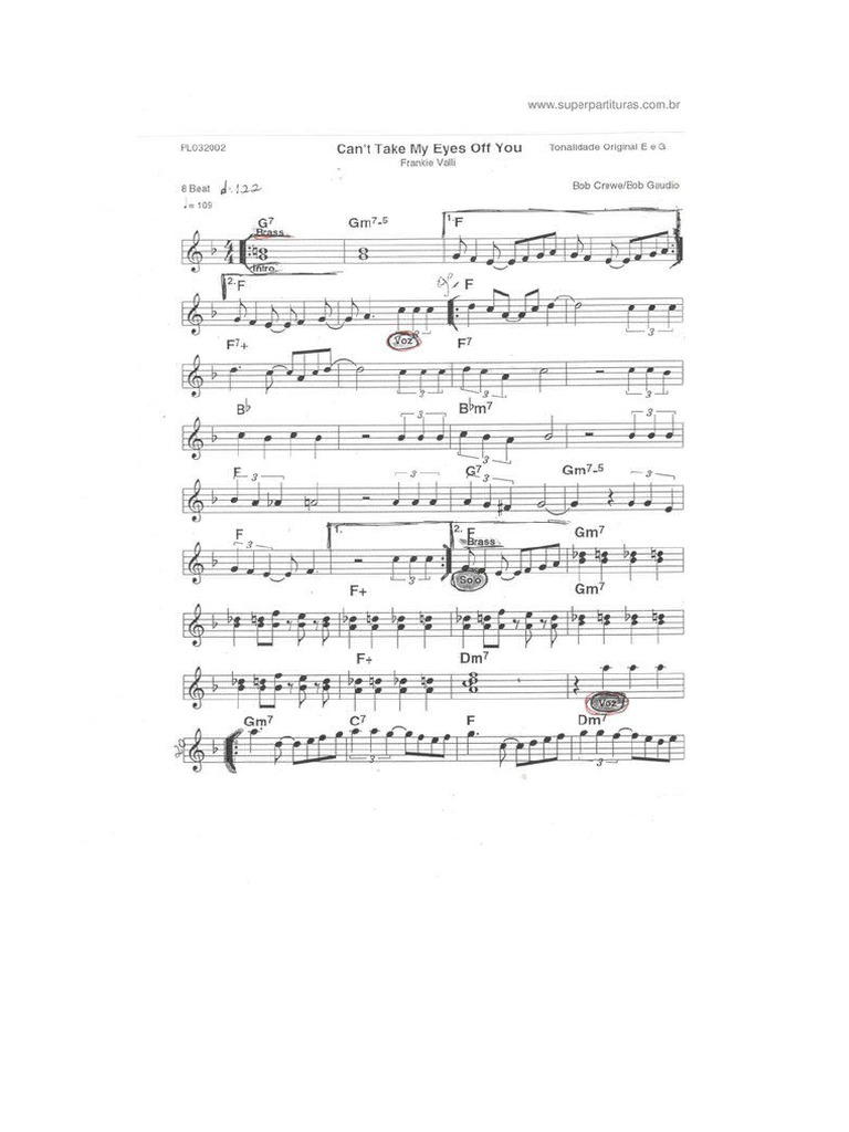 Can't Take My Eyes of You Spartito | PDF