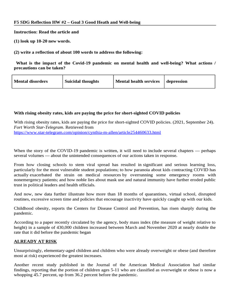 SDG 3 Good Health and Well-Being | PDF