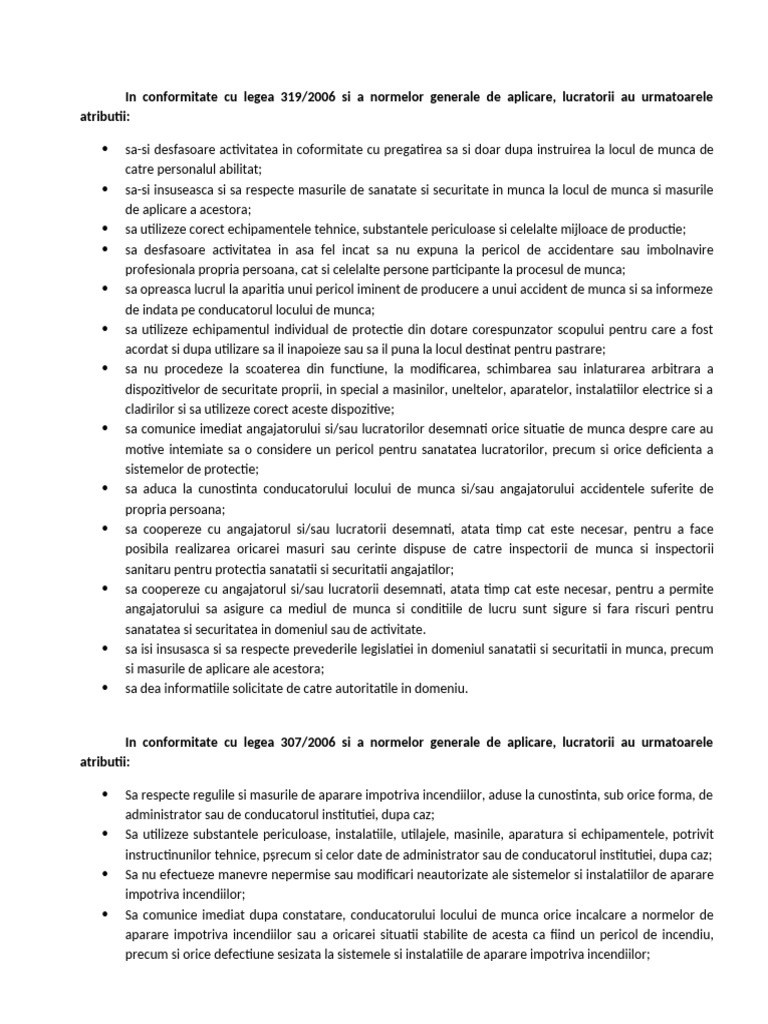 Atributii Fisa Postului SSM Si SU | PDF