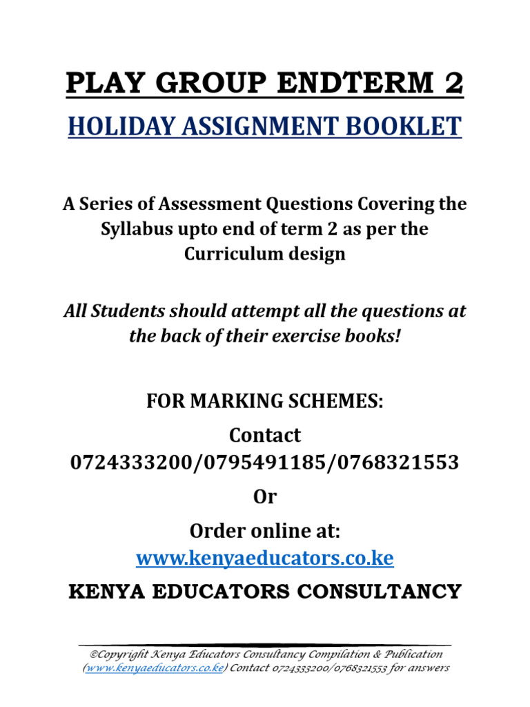 Play Group Endterm 2 Holiday Assignment | PDF