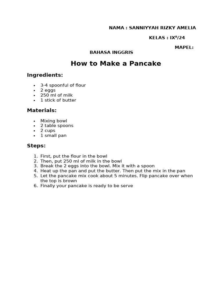 How To Make A Pancake | PDF