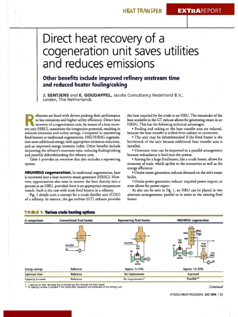 Congeneration Unit Direct Heat Recovery | PDF