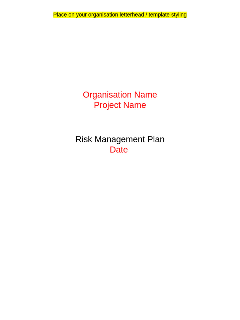 Risk Management Plan Template Basic Infrastructure | PDF | Risk | Risk ...