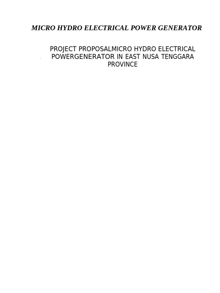 Micro Hydro Power Proposal in East Nusa Tenggara | PDF ...