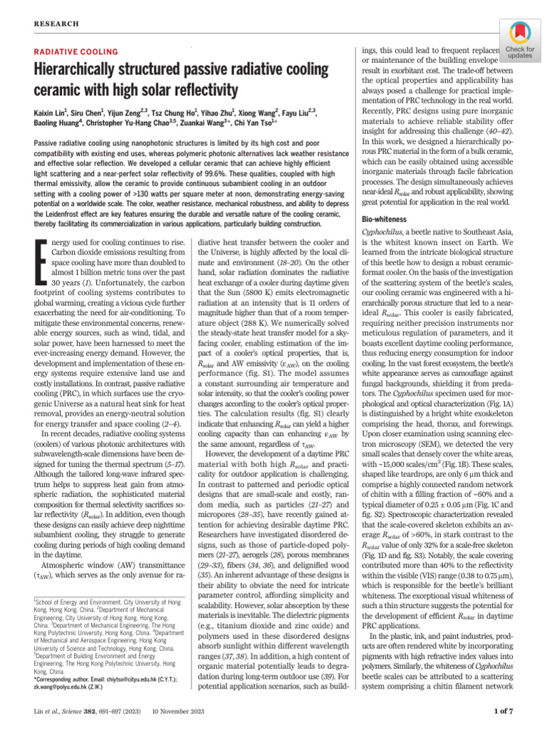 Hierarchically Structured Passive Radiative Cooling Ceramic With High ...