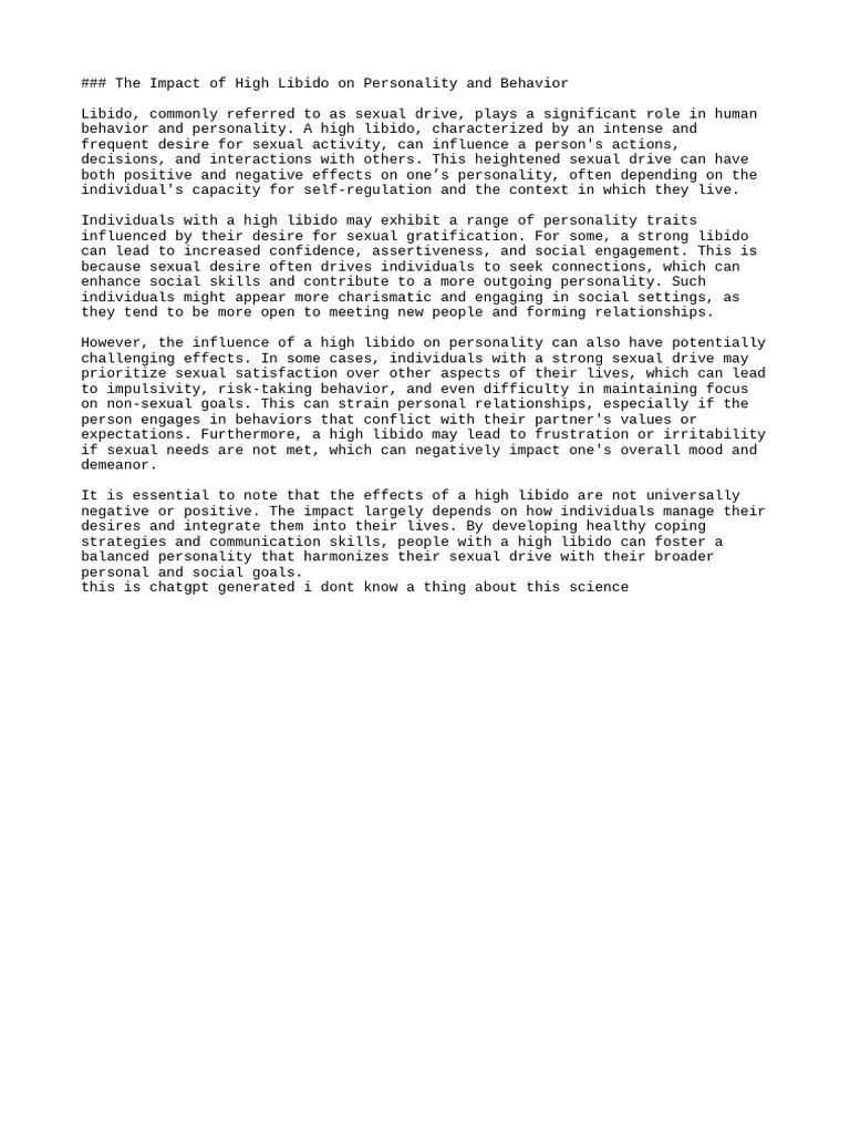 The Impact of High Libido On Personality | PDF