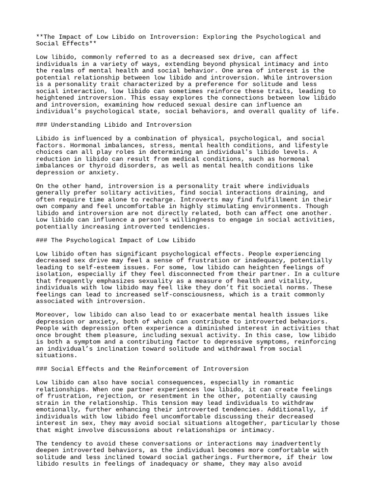 Introvertedness and Low Libido Connection | PDF